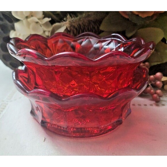 Fenton | Accents | Pair Vintage Fenton Ruby Red Candy Dish Grape Design ...